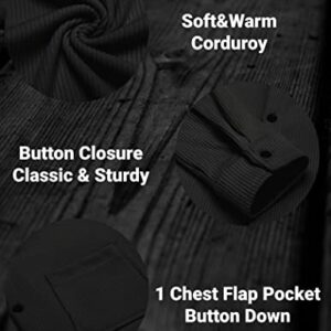 COOFANDY Men's Corduroy Casual Shirts Long Sleeve Button Down Outdoor Light Jackets Black