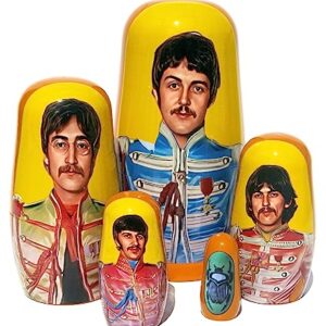 KaleaBoutique Collectible Beatles Nesting Doll Memorabilia Stacking Matryoshka Doll in Doll 5.75 Inches Tall