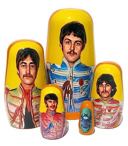 KaleaBoutique Collectible Beatles Nesting Doll Memorabilia Stacking Matryoshka Doll in Doll 5.75 Inches Tall