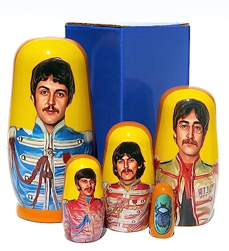 KaleaBoutique Collectible Beatles Nesting Doll Memorabilia Stacking Matryoshka Doll in Doll 5.75 Inches Tall