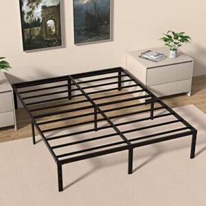 meberam king size bed frame 14 inch metal platform bedframe heavy duty king mattress foundation steel slats support no box spring need, black