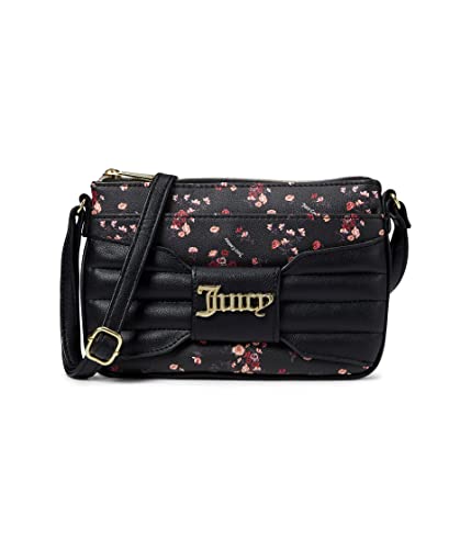 Juicy Couture Pretty Bow Crossbody Ditzy Rose Black Multi One Size