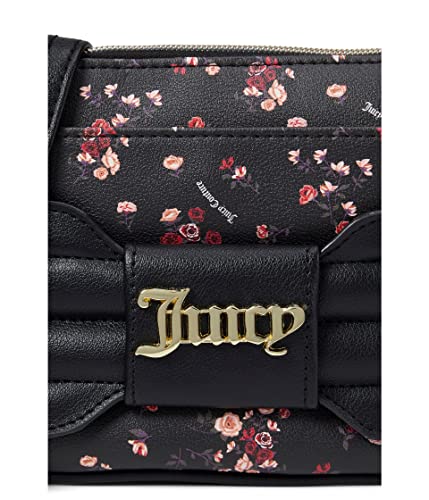 Juicy Couture Pretty Bow Crossbody Ditzy Rose Black Multi One Size