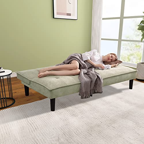 Opoiar Couch for Compact Living Space, Memory Foam, Armless Sleepe Futon Sofa Bed Sofabed, 71×31×33IN, Pear Green