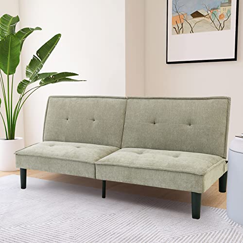 Opoiar Couch for Compact Living Space, Memory Foam, Armless Sleepe Futon Sofa Bed Sofabed, 71×31×33IN, Pear Green