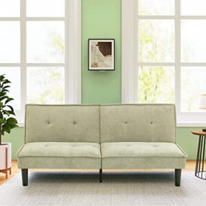 Opoiar Couch for Compact Living Space, Memory Foam, Armless Sleepe Futon Sofa Bed Sofabed, 71×31×33IN, Pear Green