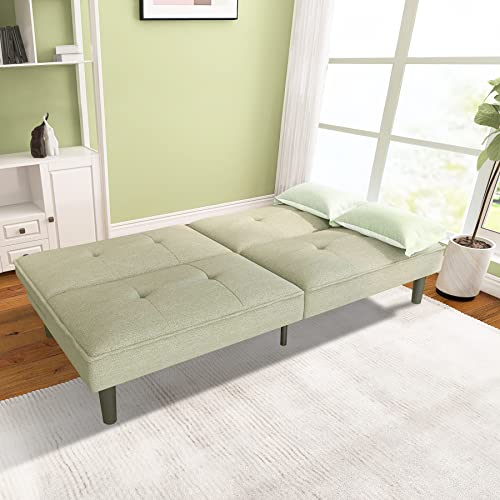 Opoiar Couch for Compact Living Space, Memory Foam, Armless Sleepe Futon Sofa Bed Sofabed, 71×31×33IN, Pear Green