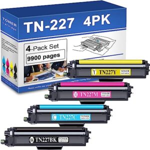 TcxLink (4 Pack) TN-227BK TN-227C TN-227Y TN-227M High Yield Toner Cartridge Replacement for TN227 MFC-L3770CDW MFC-L3710CW HL-3210CW DCP-L3510CDW Printer Toner.