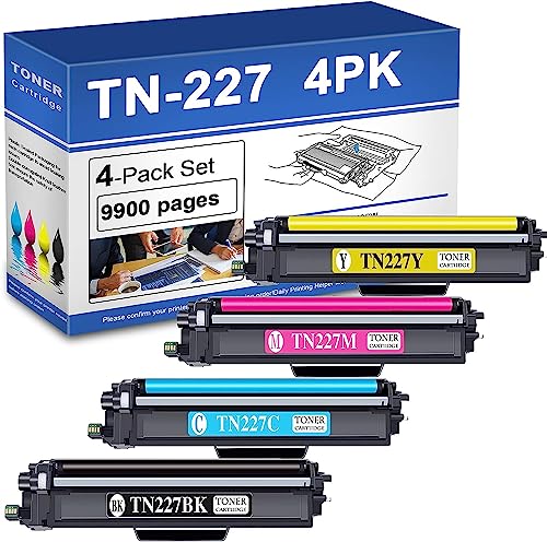 TcxLink (4 Pack) TN-227BK TN-227C TN-227Y TN-227M High Yield Toner Cartridge Replacement for TN227 MFC-L3770CDW MFC-L3710CW HL-3210CW DCP-L3510CDW Printer Toner.