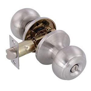 GITRANG Privacy Door Knobs Bedroom/Bathroom Doorknobs for Left and Right Opened Door with Lock Flat Ball Handle in Satin Nickel