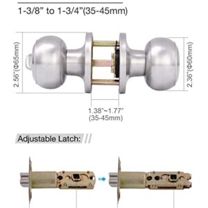 GITRANG Privacy Door Knobs Bedroom/Bathroom Doorknobs for Left and Right Opened Door with Lock Flat Ball Handle in Satin Nickel