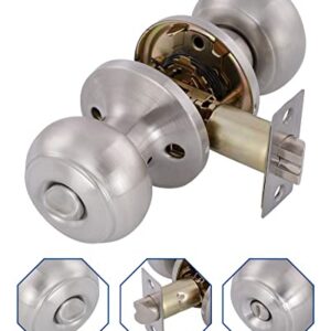 GITRANG Privacy Door Knobs Bedroom/Bathroom Doorknobs for Left and Right Opened Door with Lock Flat Ball Handle in Satin Nickel