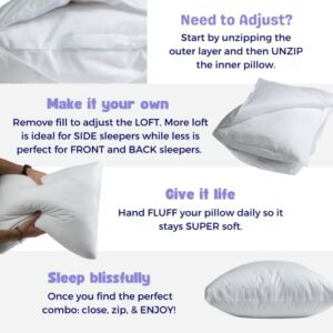 GoodPillow Classic - Luxury Bed Pillows Standard/Queen Size Set of 2 - Adjustable Down Alternative & Cooling for Sleeping Back, Stomach or Side Sleepers