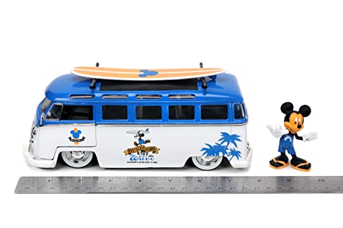 Jada Toys Disney Mickey and Friends 1:24 Volkswagen T1 Bus Die-cast Car w/ 2.75" Mickey Mouse Figure, Toys for Kids and Adults