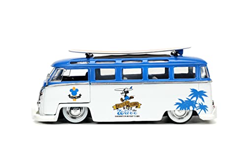 Jada Toys Disney Mickey and Friends 1:24 Volkswagen T1 Bus Die-cast Car w/ 2.75" Mickey Mouse Figure, Toys for Kids and Adults