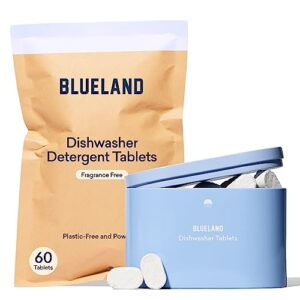 blueland dishwasher detergent tablet starter set - unscented plastic-free & eco friendly alternative to liquid pods or sheets - natural, sustainable - 60 washes