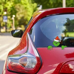 Cute Christmas Cartoon Stickers for Cars, 6.27" Vinyl Waterproof Cute Cartoon Holiday Christmas Peeker Funny Decorations for Car Windshield Window Decals