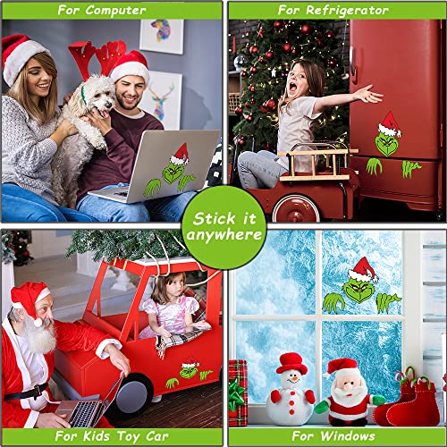 Cute Christmas Cartoon Stickers for Cars, 6.27" Vinyl Waterproof Cute Cartoon Holiday Christmas Peeker Funny Decorations for Car Windshield Window Decals