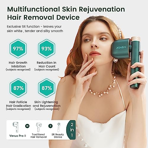 JOVS Venus Pro Ⅱ IPL Hair Removal for Woman & Man 330° Rotation Head Sapphire Cooling Unlimited Flashes Hair Removal Device at Home Use Safe for Whole Body Painless, FDA Cleared - Emerald