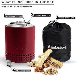 Solo Stove Mesa Tabletop Fire Pit with Stand | Low Smoke Outdoor Mini Fire for Urban & Suburbs | Fueled by Pellets or Wood, Stainless Steel, with Travel Bag, 6.9 x 5.1 in, 1.4lbs, Deep Olive