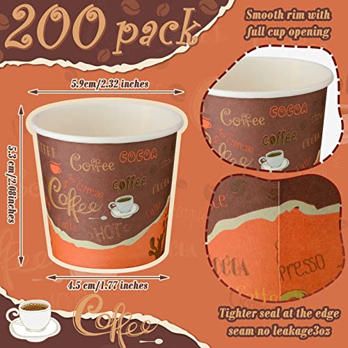 Funtery 200 Pieces Disposable Espresso Coffee Cups 3 oz Disposable Coffee Cups Small Paper Cups 3 oz Cups for Coffee Tea Cocoa Juice Mini Disposable Paper Cups for Cafes Offices and Home