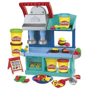 play-doh kitchen creations busy chef's restaurant playset, 2-sided play kitchen set, preschool cooking toys, kids arts & crafts, ages 3+