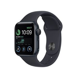 apple watch se (2nd gen) [gps 40mm] smart watch w/midnight aluminum case & midnight sport band - s/m. fitness & sleep tracker, crash detection, heart rate monitor, retina display, water resistant