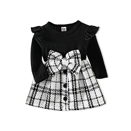 PATPAT Baby Girl Dress Newborn Infant Girls Dress Ruffle Sleeve Toddler Dress