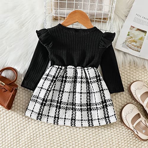 PATPAT Baby Girl Dress Newborn Infant Girls Dress Ruffle Sleeve Toddler Dress