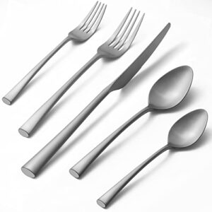 alata bailey 20-piece forged stainless steel flatware set cutlery set,service for 4,matte satin finish,dishwasher safe