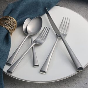 Alata Bailey 20-Piece Forged Stainless Steel Flatware Set Cutlery Set,Service for 4,Matte Satin Finish,Dishwasher Safe