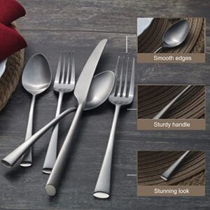 Alata Bailey 20-Piece Forged Stainless Steel Flatware Set Cutlery Set,Service for 4,Matte Satin Finish,Dishwasher Safe