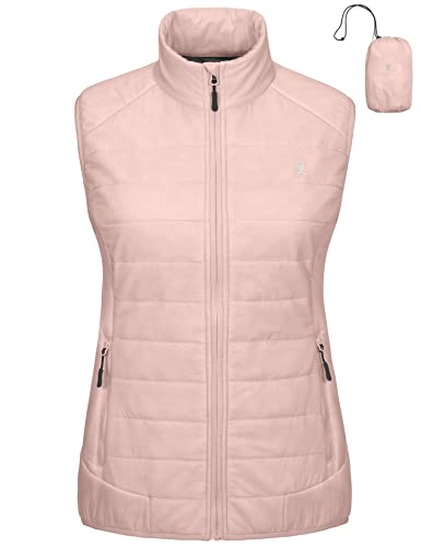 Little Donkey Andy Women’s Lightweight Puffer Vest, Packable Sleeveless Jacket for Hiking Ski Walking Soft Pink M