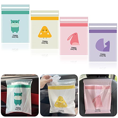 60PCS Easy Stick-On Disposable Car Trash Bags, Portable Self -Adhesive Car Trash Bags, Waterproof Leak Proof Barf Vomit Bags, Suitable for Cars, Bedrooms, Bathrooms, Offices, Kitchens