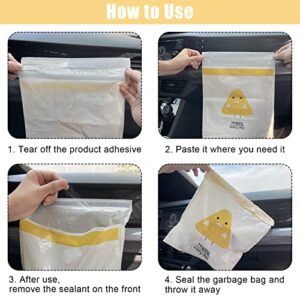 60PCS Easy Stick-On Disposable Car Trash Bags, Portable Self -Adhesive Car Trash Bags, Waterproof Leak Proof Barf Vomit Bags, Suitable for Cars, Bedrooms, Bathrooms, Offices, Kitchens