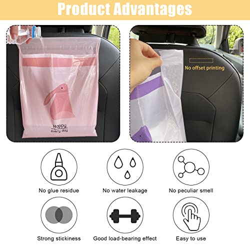 60PCS Easy Stick-On Disposable Car Trash Bags, Portable Self -Adhesive Car Trash Bags, Waterproof Leak Proof Barf Vomit Bags, Suitable for Cars, Bedrooms, Bathrooms, Offices, Kitchens