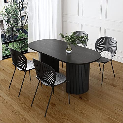 LAKIQ Modern Oval Dining Table Double Pedestal Table Solid Wood Kitchen Table Pedestal Kitchen Dining Room Table-Table Only(Black,55.1" L x 27.6" W x 29.5" H)