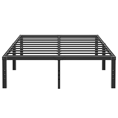 Rooflare Full Bed Frame 14 Inch High 9 Legs Max 3500lbs Heavy Duty Metal Full Size Platform for Boys Girls Kids No Box Spring Needed Black Easy to Assemble-Black