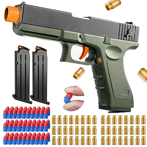 Toy Gun,Soft Foam Bullets, Soft Bullet Toy Gun,Cool Toy Pistol.with 60 Pcs EVA Darts,Fun Outdoor Activity,Shooting Games Education Toy Model Great Gift for Boys and Girls (Green Limited Edition)