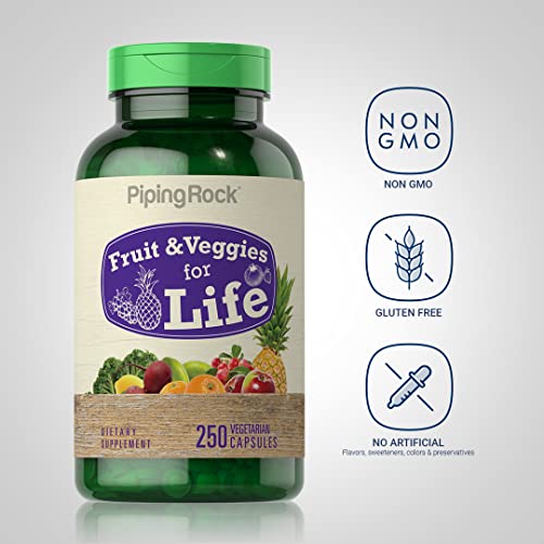 Piping Rock Fruits and Veggies Supplement | 250 Capsules | Superfood Fruit and Vegetables Vitamins | Vegetarian, Non-GMO, Gluten Free