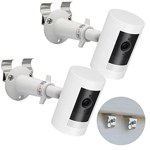 Ring Camera Vinyl Siding Wall Mounts No Drill 360 Degree Adjustable,Compatible with Ring Stick up Cam & Ring Indoor Cam（2Pack White）