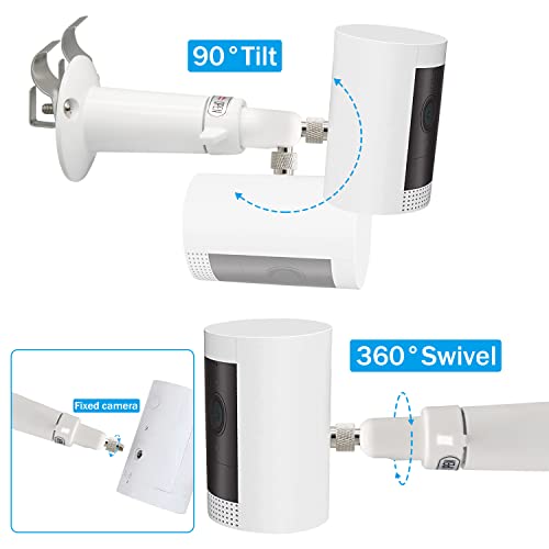 Ring Camera Vinyl Siding Wall Mounts No Drill 360 Degree Adjustable,Compatible with Ring Stick up Cam & Ring Indoor Cam（2Pack White）