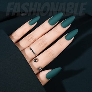 Press on Nails, FANDAMEI 12 Packs 288PCS Matte Acrylic Medium Almond Short Stiletto Fake Nails Full Cover with 10g Nail Glue, 12 Solid Color False Nails for Nail Art DIY