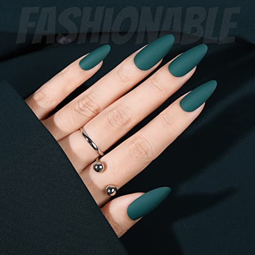 Press on Nails, FANDAMEI 12 Packs 288PCS Matte Acrylic Medium Almond Short Stiletto Fake Nails Full Cover with 10g Nail Glue, 12 Solid Color False Nails for Nail Art DIY