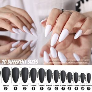 Press on Nails, FANDAMEI 12 Packs 288PCS Matte Acrylic Medium Almond Short Stiletto Fake Nails Full Cover with 10g Nail Glue, 12 Solid Color False Nails for Nail Art DIY