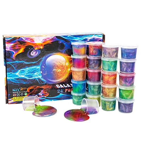 24 Pack Mini Slime, Galaxy Slime Party Favors, Stretchy Slime Kit for Classroom Prizes, Christmas Stocking Stuffers, Goodie Bag Stuffers for Kids Boys Girls 5-12.