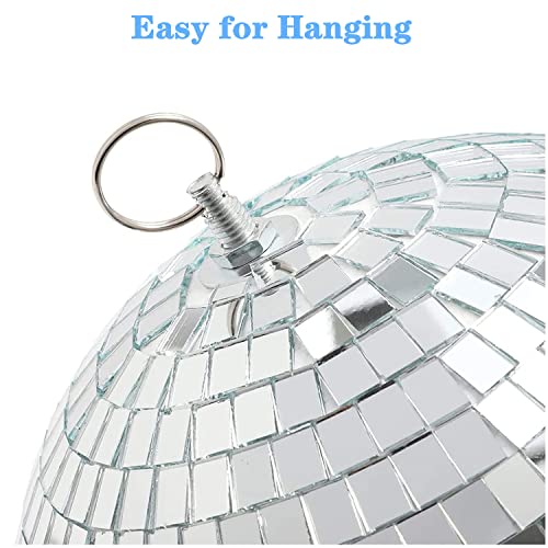 Mirror Disco Ball 8 Inch Hanging Disco Ball for Party Wedding Holiday Home Decoration, Silver