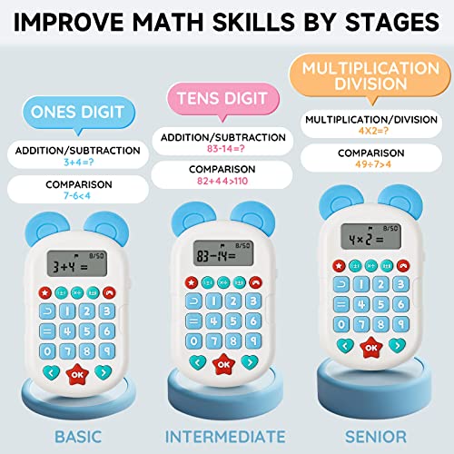 Electronic Math Game for Kids Ages 4+, Addition, Subtraction, Multiplication & Division Learning Educational Toys, Gifts for Girls Boys 4 5 6 7 8 9 Years Old, Classroom Supply