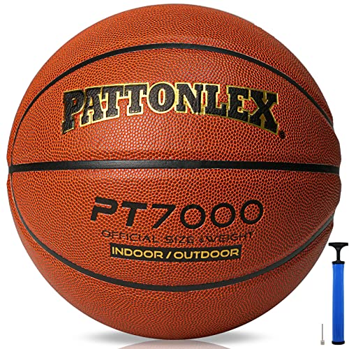 PATTONLEX Basketball - Official Size 7 (29.5") - Composite Leather - Indoor/Outdoor Ball for Men(Brown)