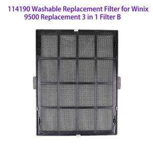 114190 Replacement Filter B for Winix 9500 U300 P300 WAC5300 WAC5500 WAC9000 WAC9500 WAC5000 WAC5000b WAC6300 Air Purifiers, Black